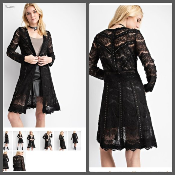 Vocal | Jackets & Coats | New Black Vocal Cardigan Jacket Studded Lace ...